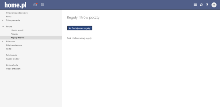 Jak tworzyć reguły wiadomości w Poczcie home.pl? » Pomoc | home.pl