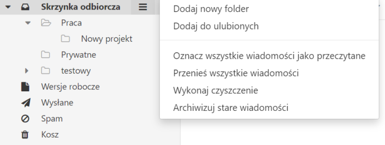 Zarządzanie wiadomościami e-mail za pomocą folderów » Pomoc | home.pl