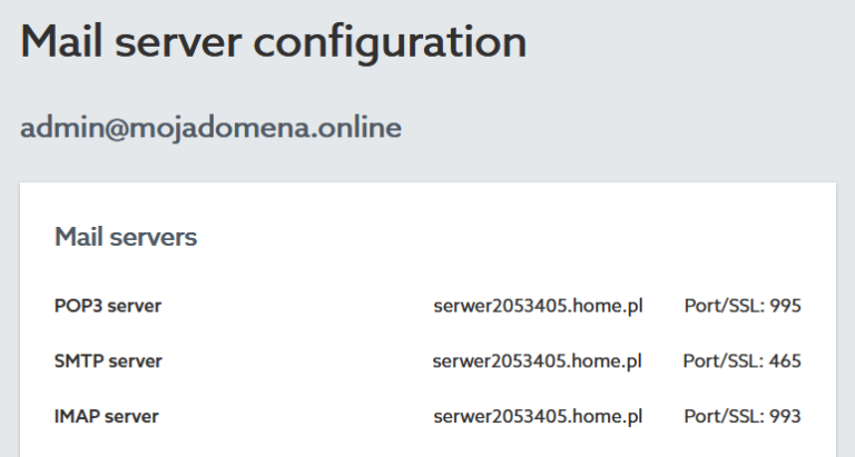 Find your email server's IMAP and SMTP information » Pomoc | home.pl