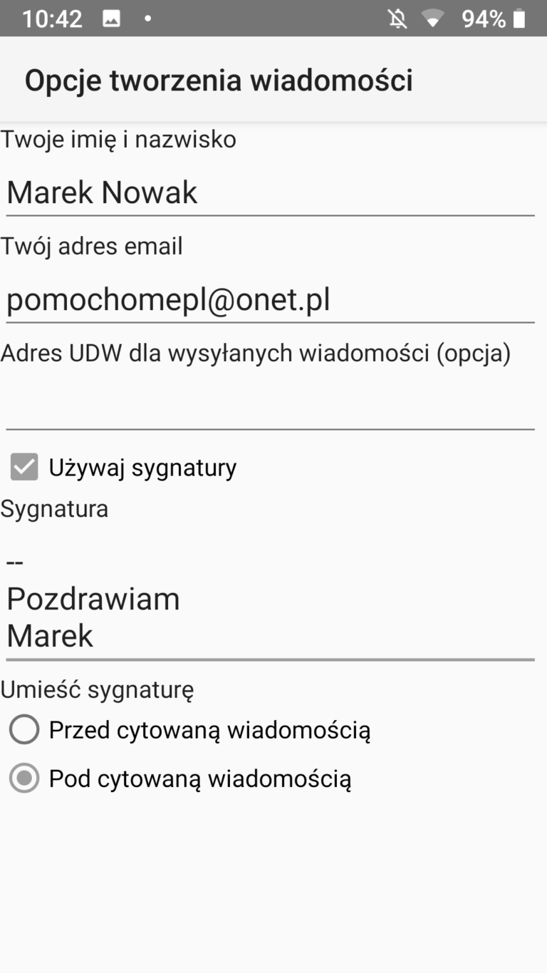 Konfiguracja poczty home.pl w aplikacji Onet Poczta - Android » Pomoc | home.pl