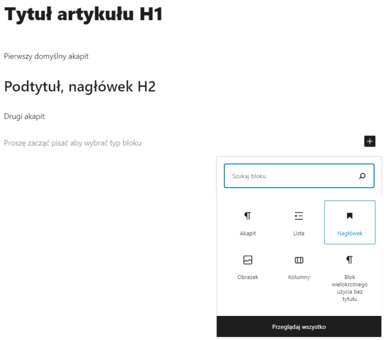 Jak dodać nagłówek i akapit we wpisie w WordPress? » Pomoc | home.pl