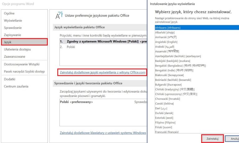 Microsoft Office 365 - jak zmienić język? » Pomoc | home.pl